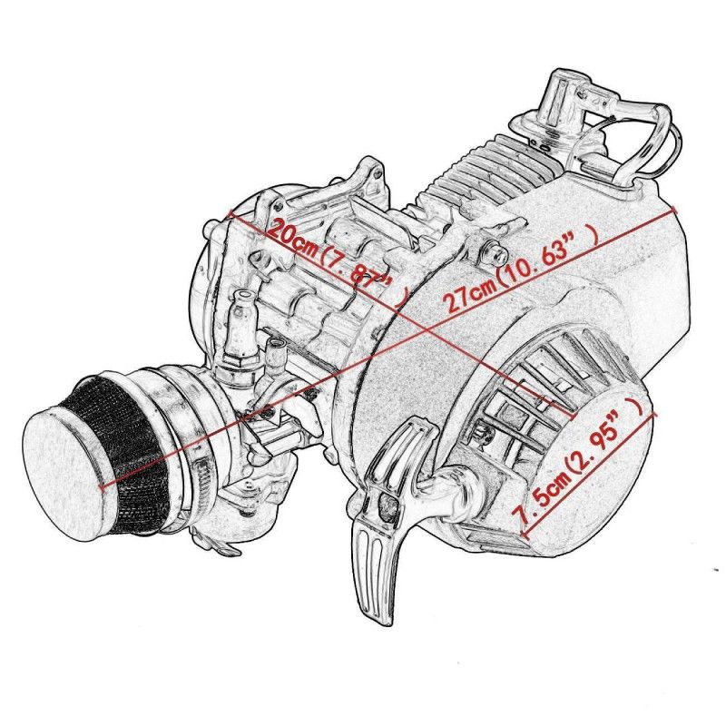 Minimoto Engine 4 Ports Monoblock 50cc + 12 CH Carburetor